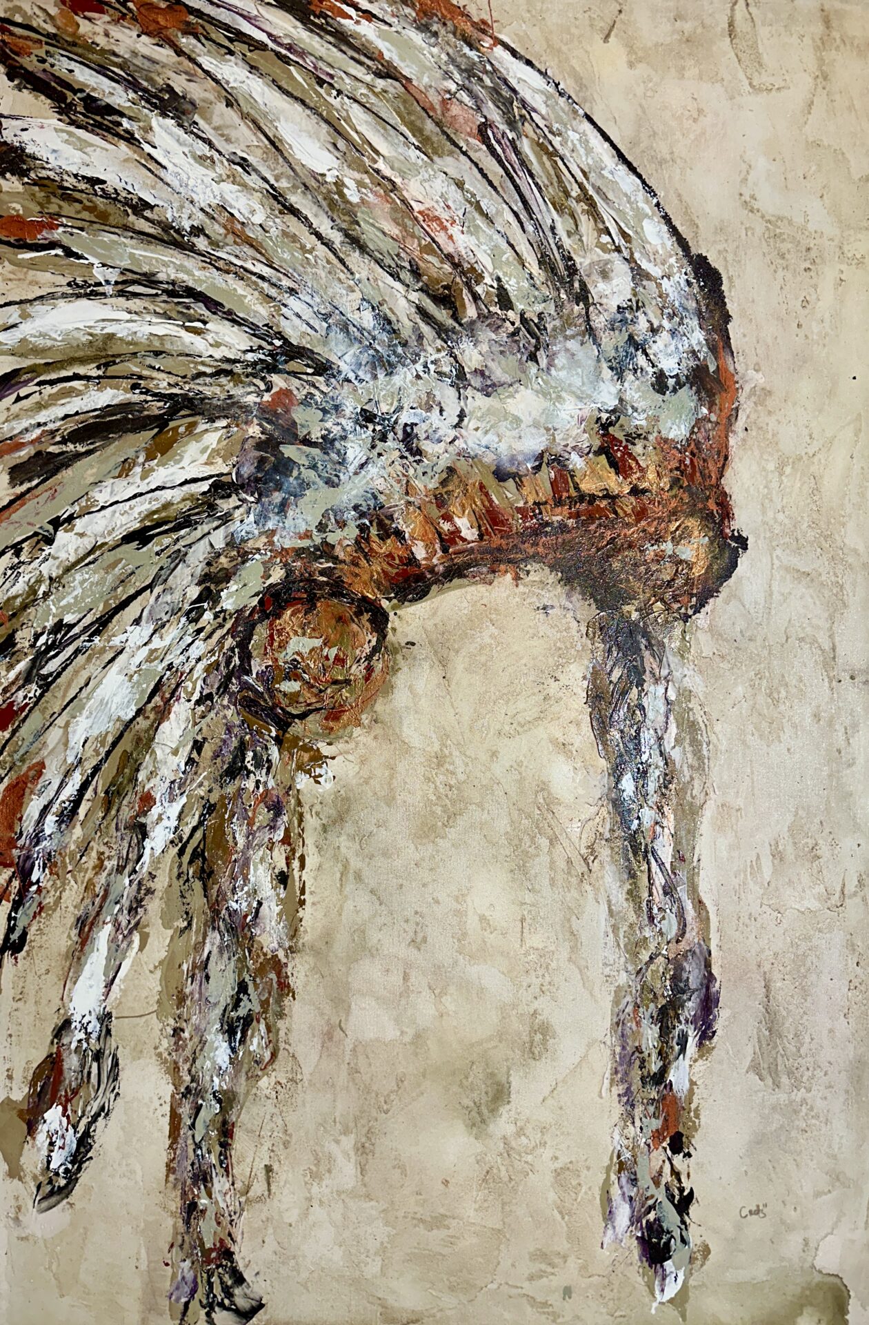 "Earth Headdress ll" 36 x 54 Canvas | Think Art Gallery