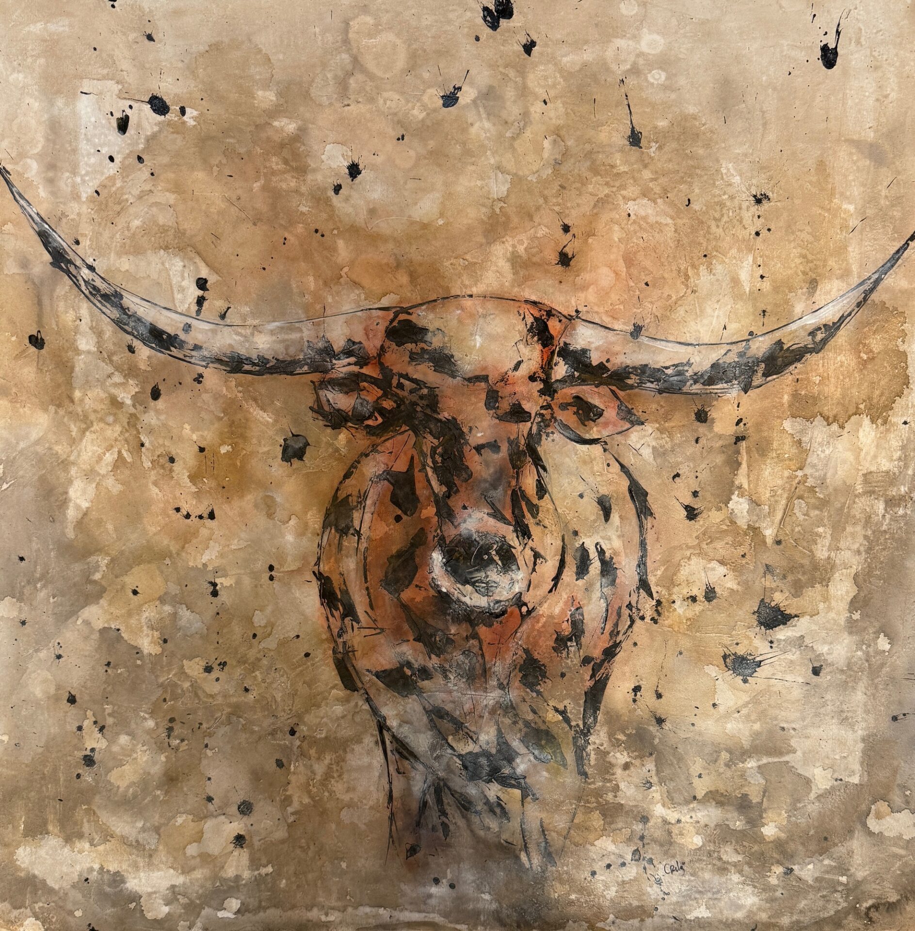 "Long Horn" 48 x 48 Canvas | Think Art Gallery