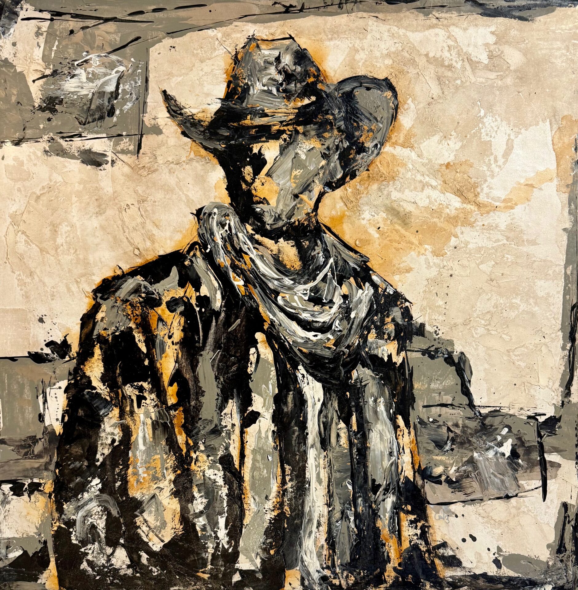 "Rider Blocks" 45 x 45 Canvas - Think Art Gallery